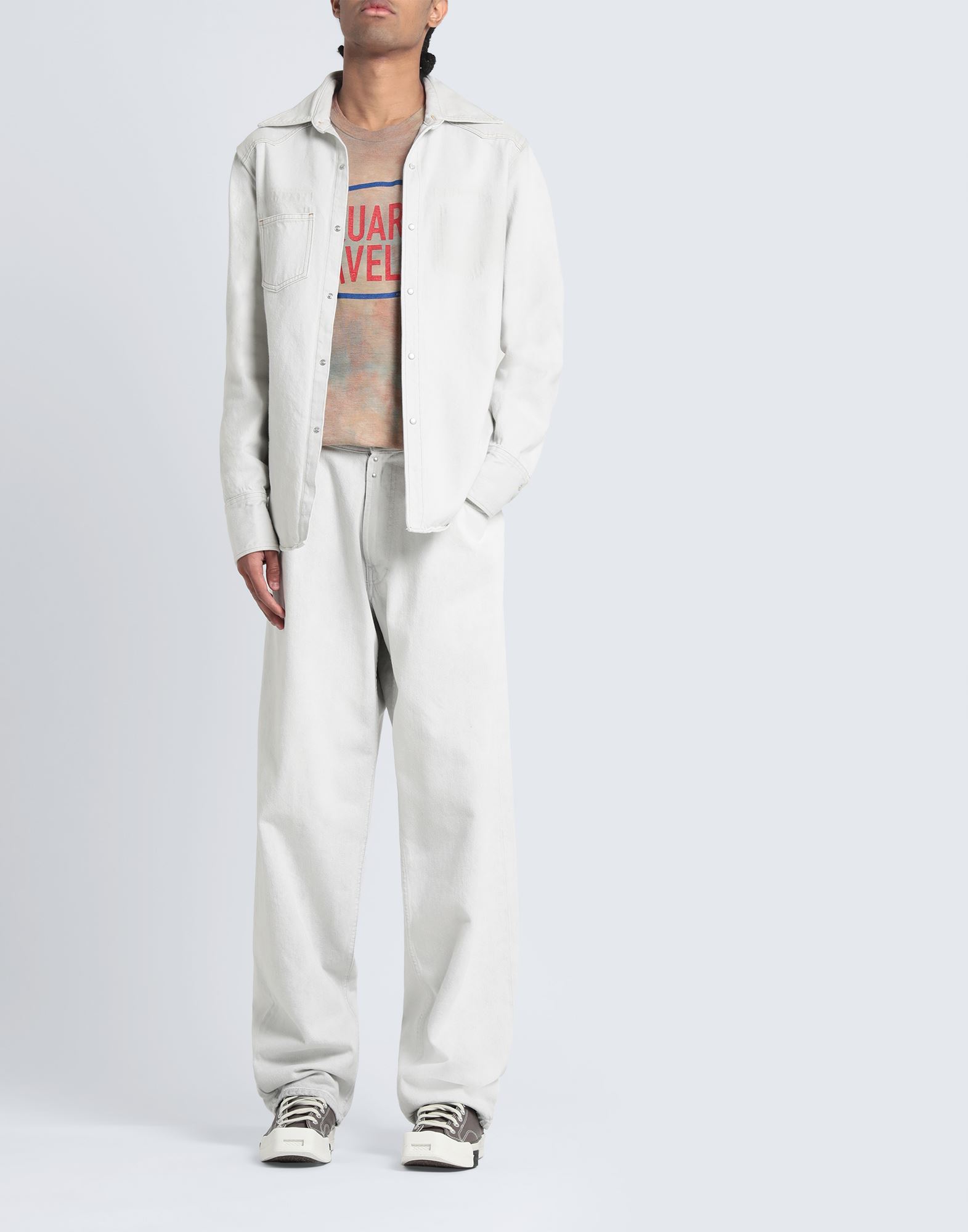 MAISON MARGIELA man denim shirt light grey size 15 ½ cotton